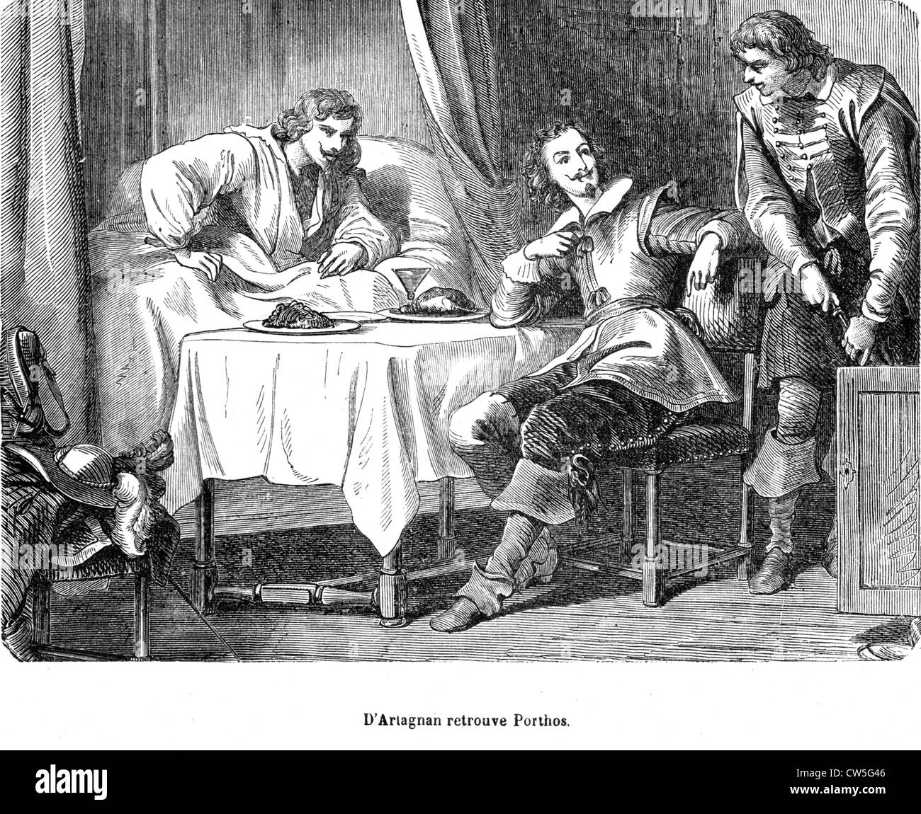 The Three Musketeers, D'Artagnan finding Porthos Stock Photo - Alamy