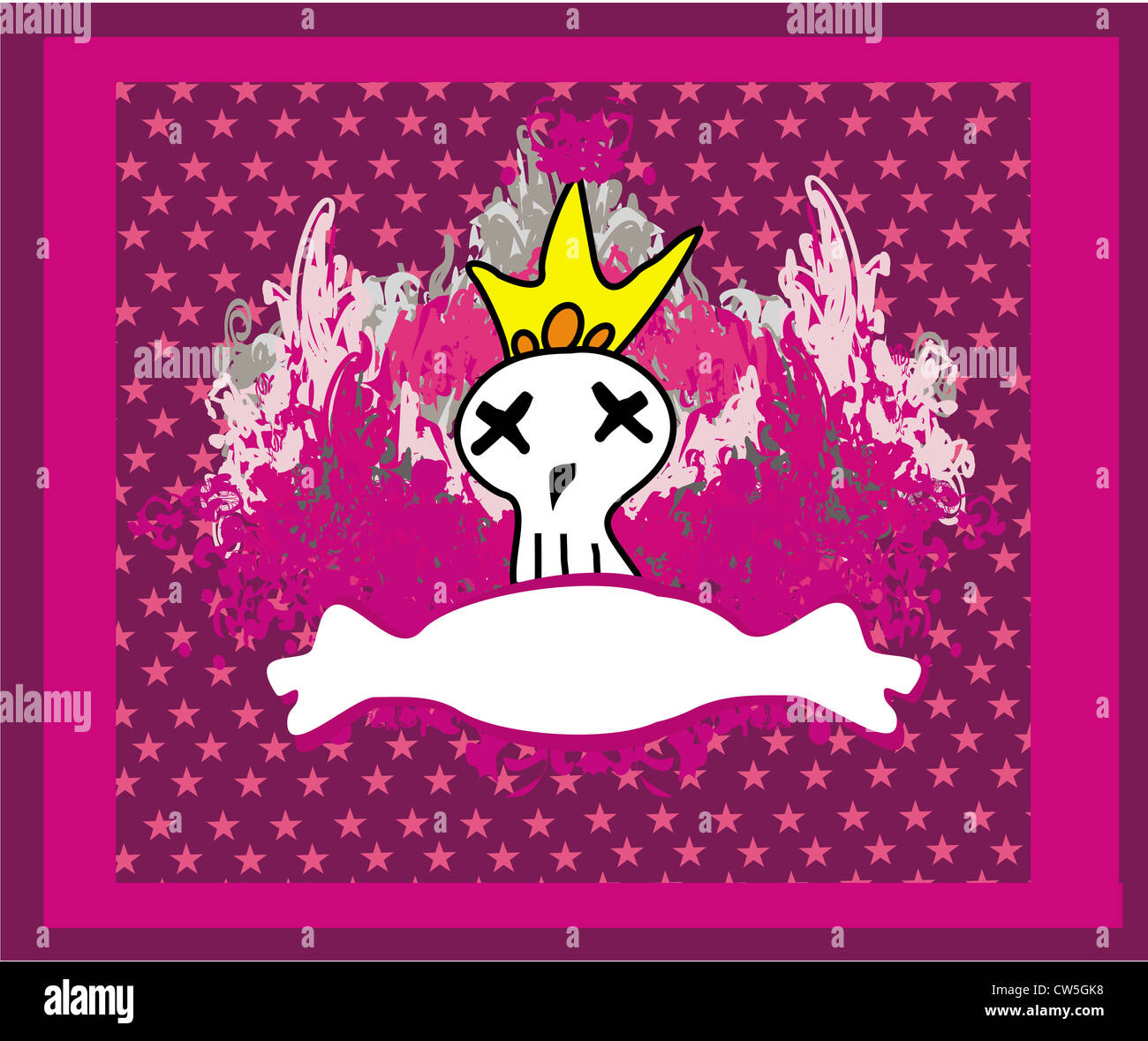 Hand drawn Emo skull vector on grunge background Stock Photo - Alamy