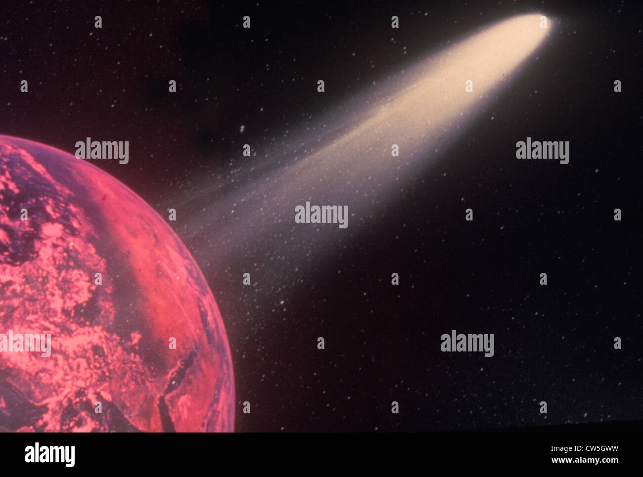Space special effects composite with Earth and comet Stock Photo - Alamy