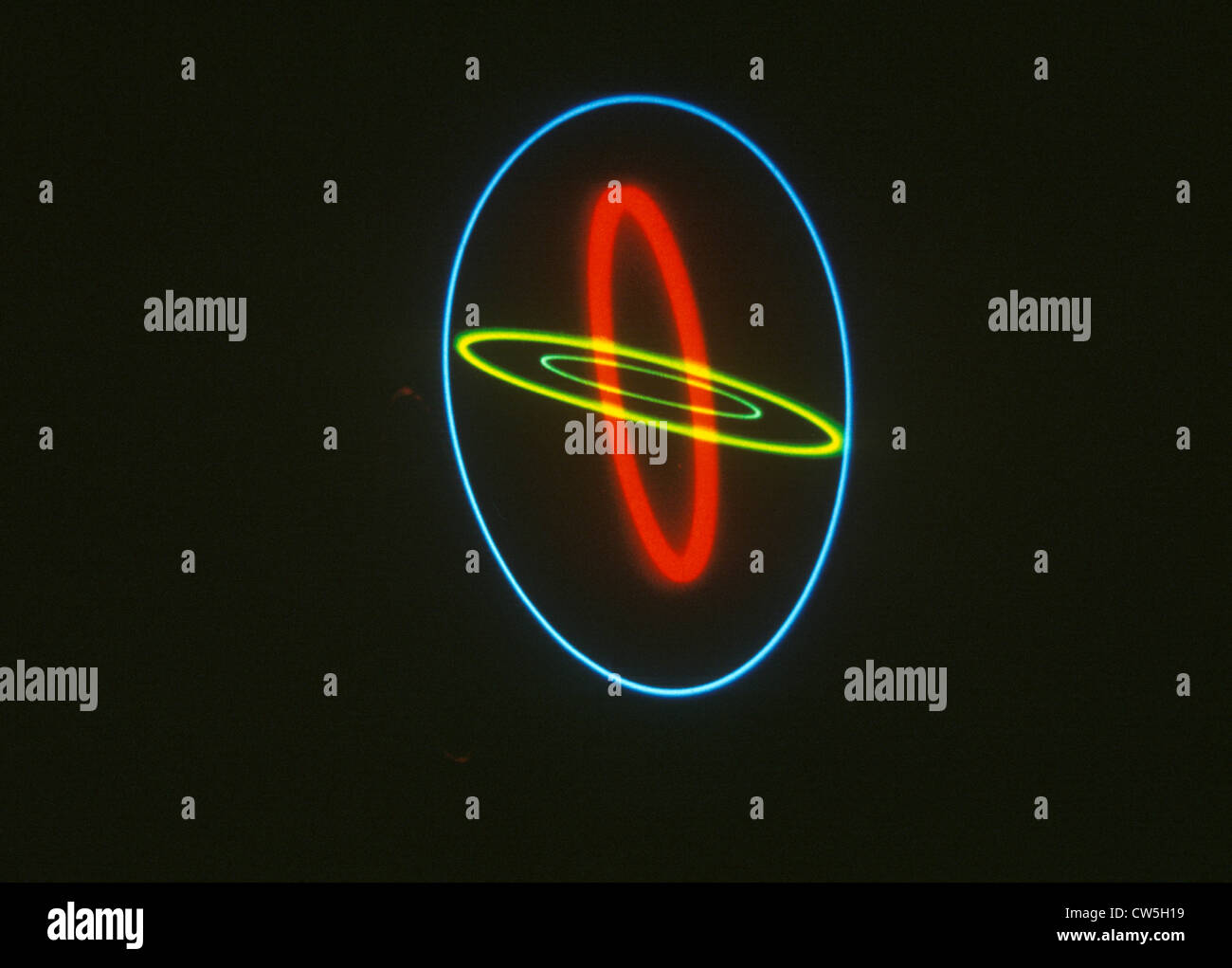 A glowing pattern of laser lights against a black background Stock ...