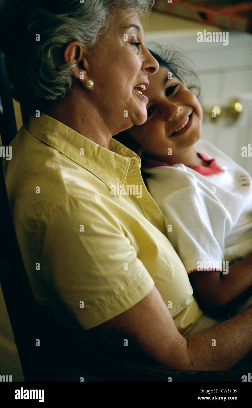 Side profile of a grandmother and her granddaughter Stock Photo - Alamy