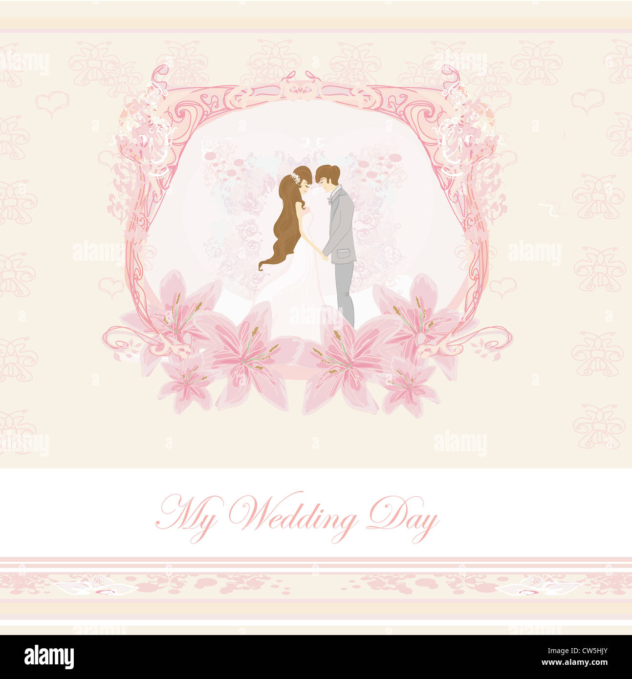 elegant wedding invitation with wedding couple Stock Photo - Alamy