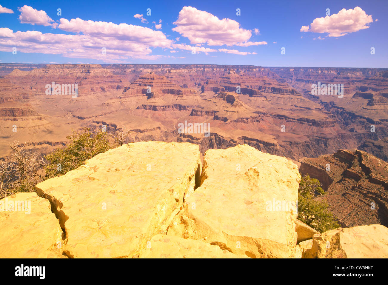 Edge of South Rim of Grand Canyon National Park in mid-summer in ...