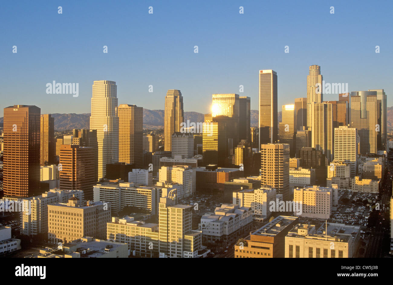 Skyline view at sunset of Los Angeles, California Stock Photo - Alamy