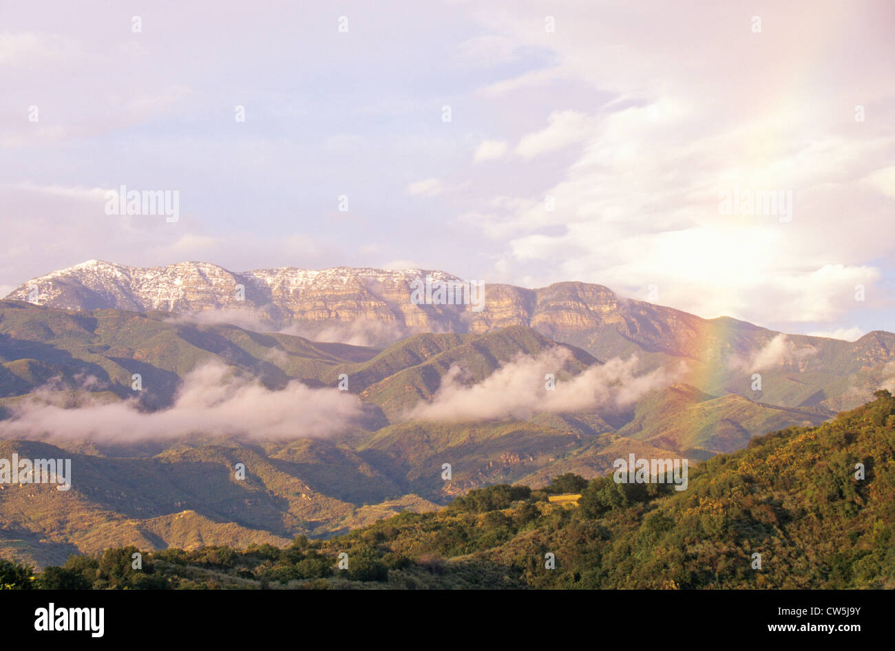 Rainbow and clouds over the Topa Topa Mountains in Ojai, California ...