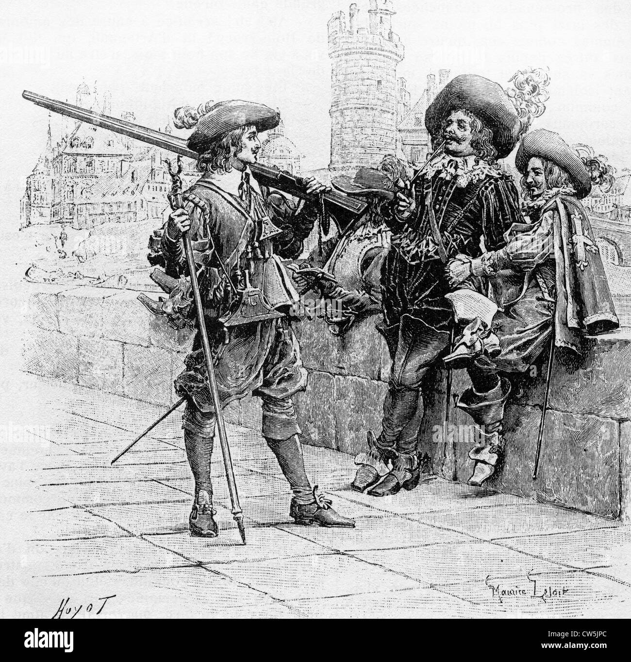 The Three Musketeers. Engraving 19th C Stock Photo - Alamy