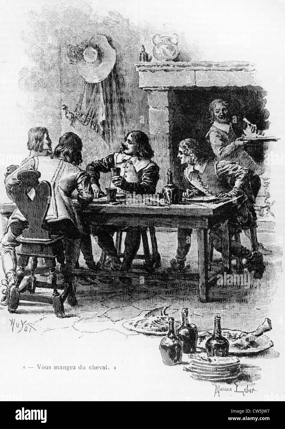 The Three Musketeers. Engraving 19th C Stock Photo - Alamy