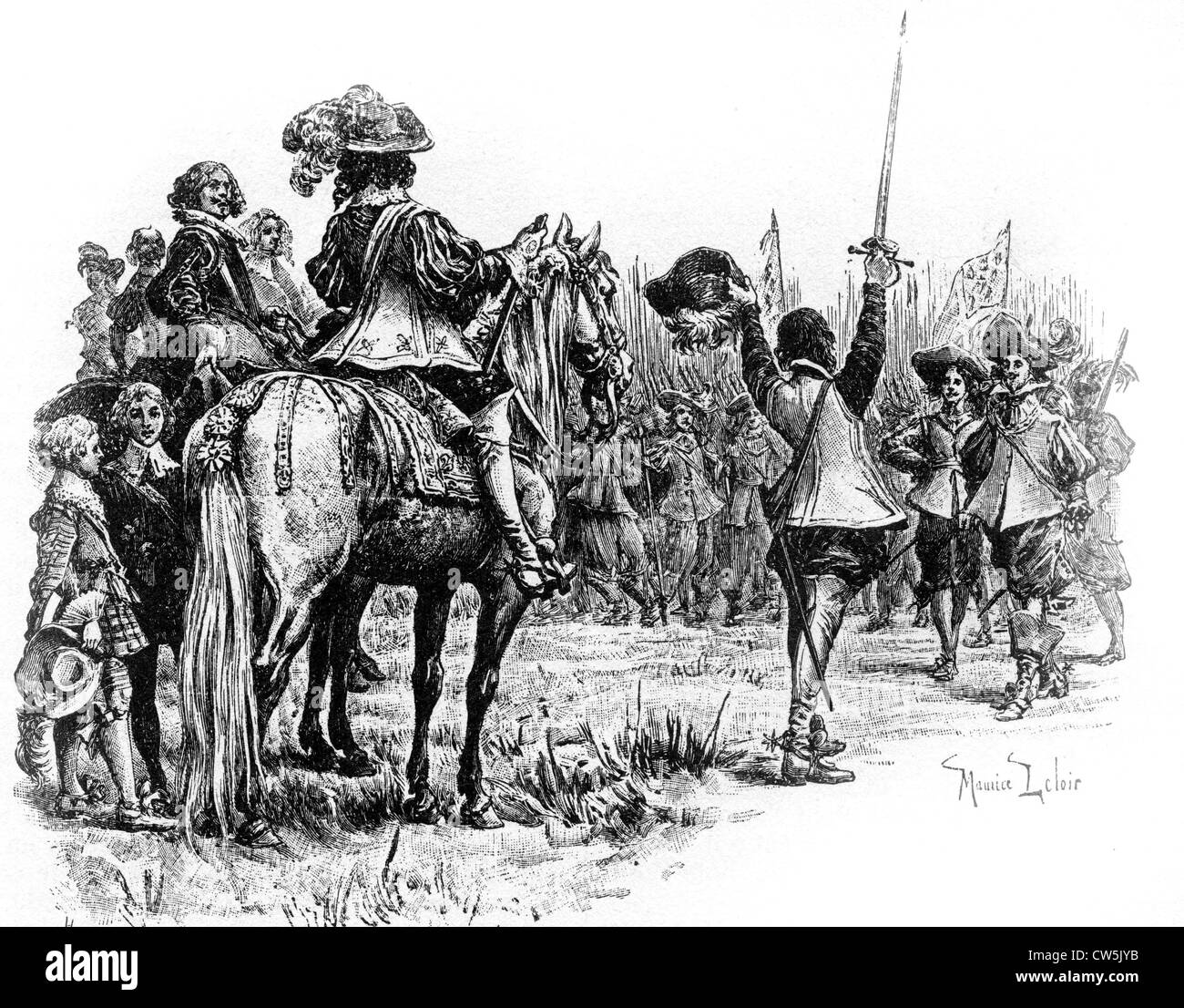 The Three Musketeers. Engraving 19th C Stock Photo - Alamy