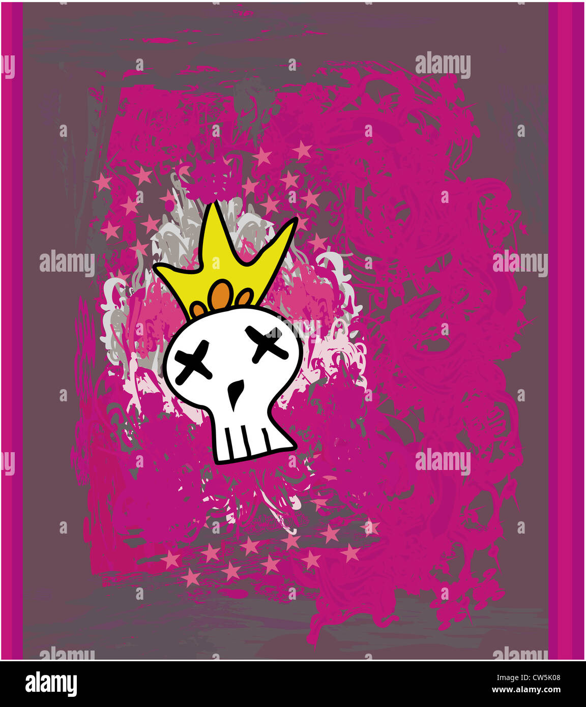 Hand drawn Emo skull vector on grunge background Stock Photo - Alamy