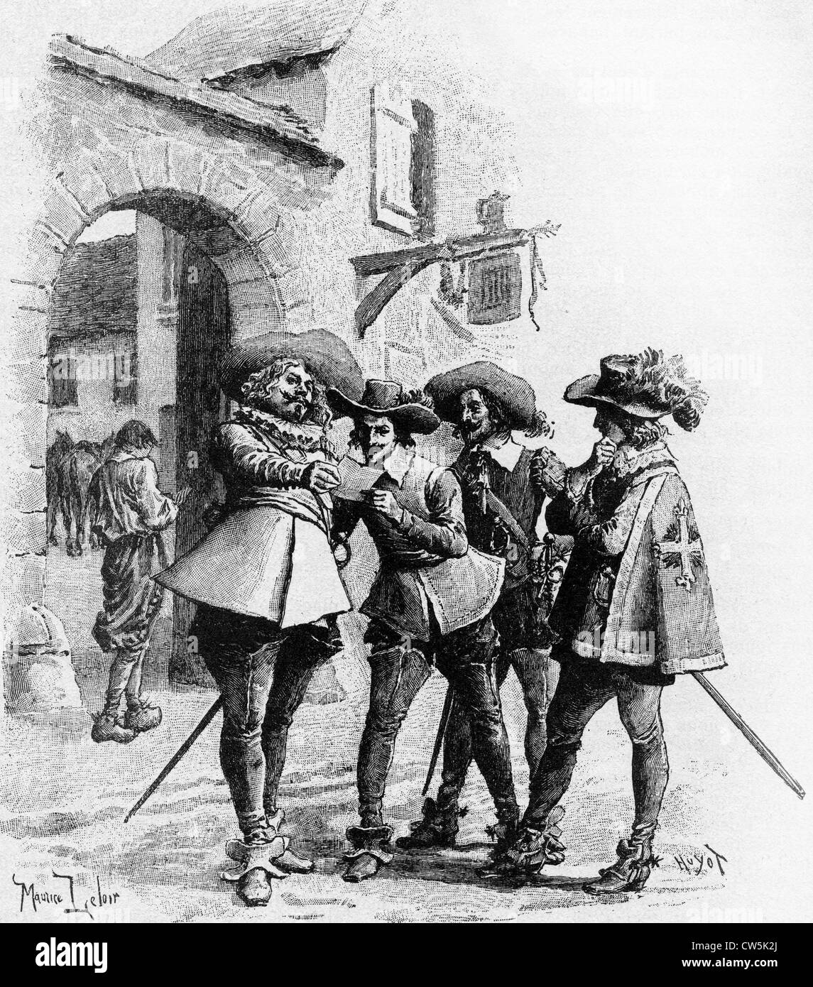 The Three Musketeers. Engraving 19th C Stock Photo - Alamy
