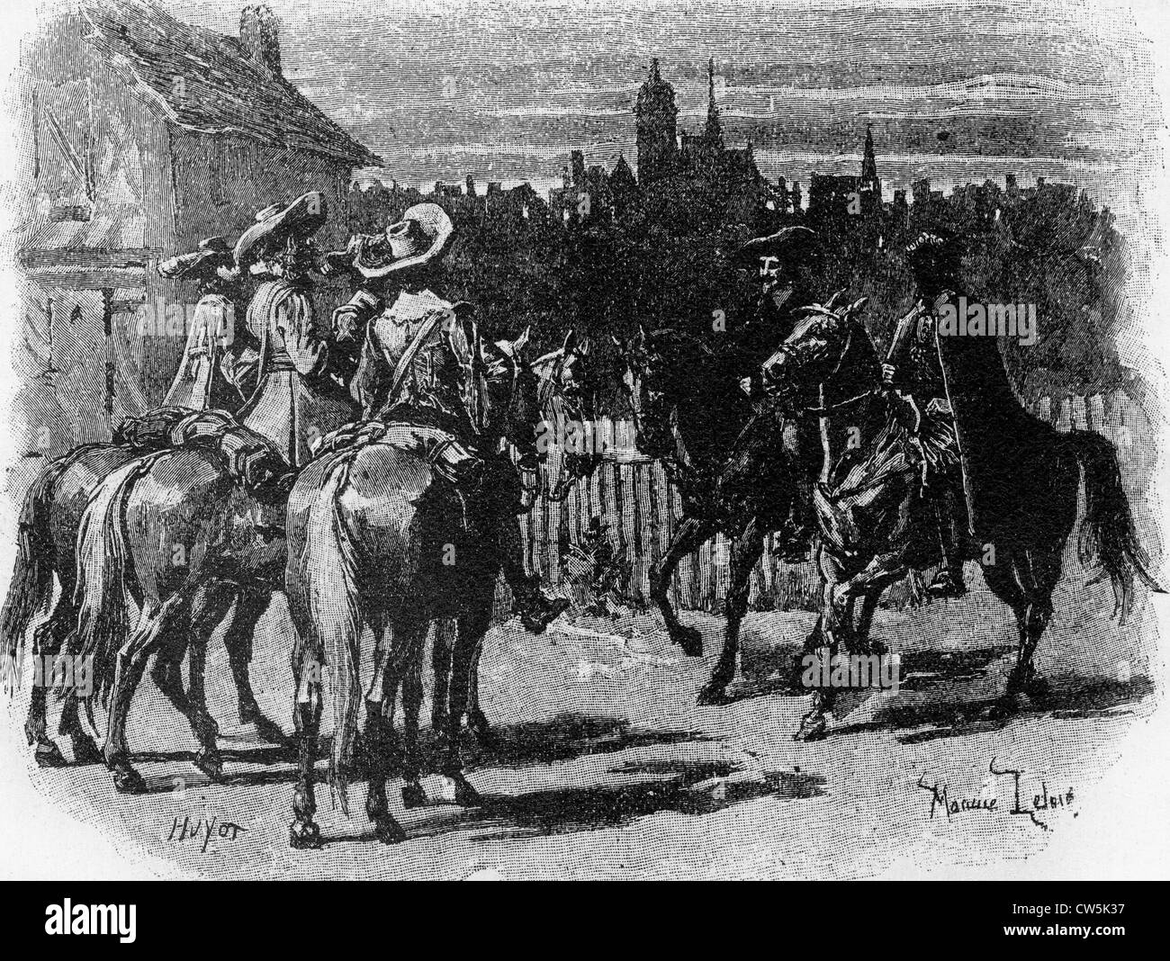 The Three Musketeers. Engraving 19th C Stock Photo - Alamy