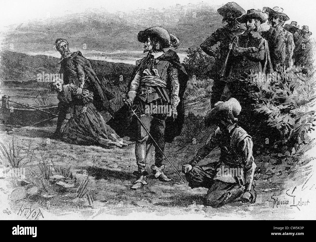 The Three Musketeers. Engraving 19th C Stock Photo - Alamy