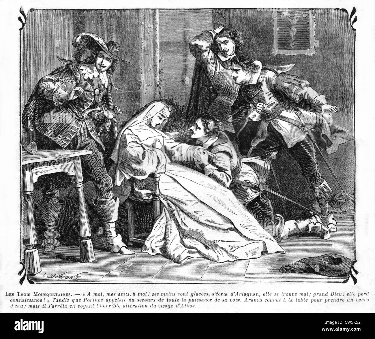 The Three Musketeers. Engraving 19th C Stock Photo - Alamy