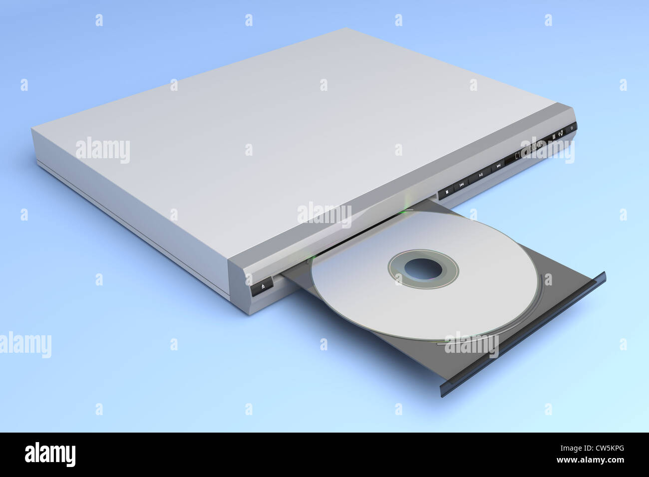 CD player with open tray on blue background Stock Photo - Alamy