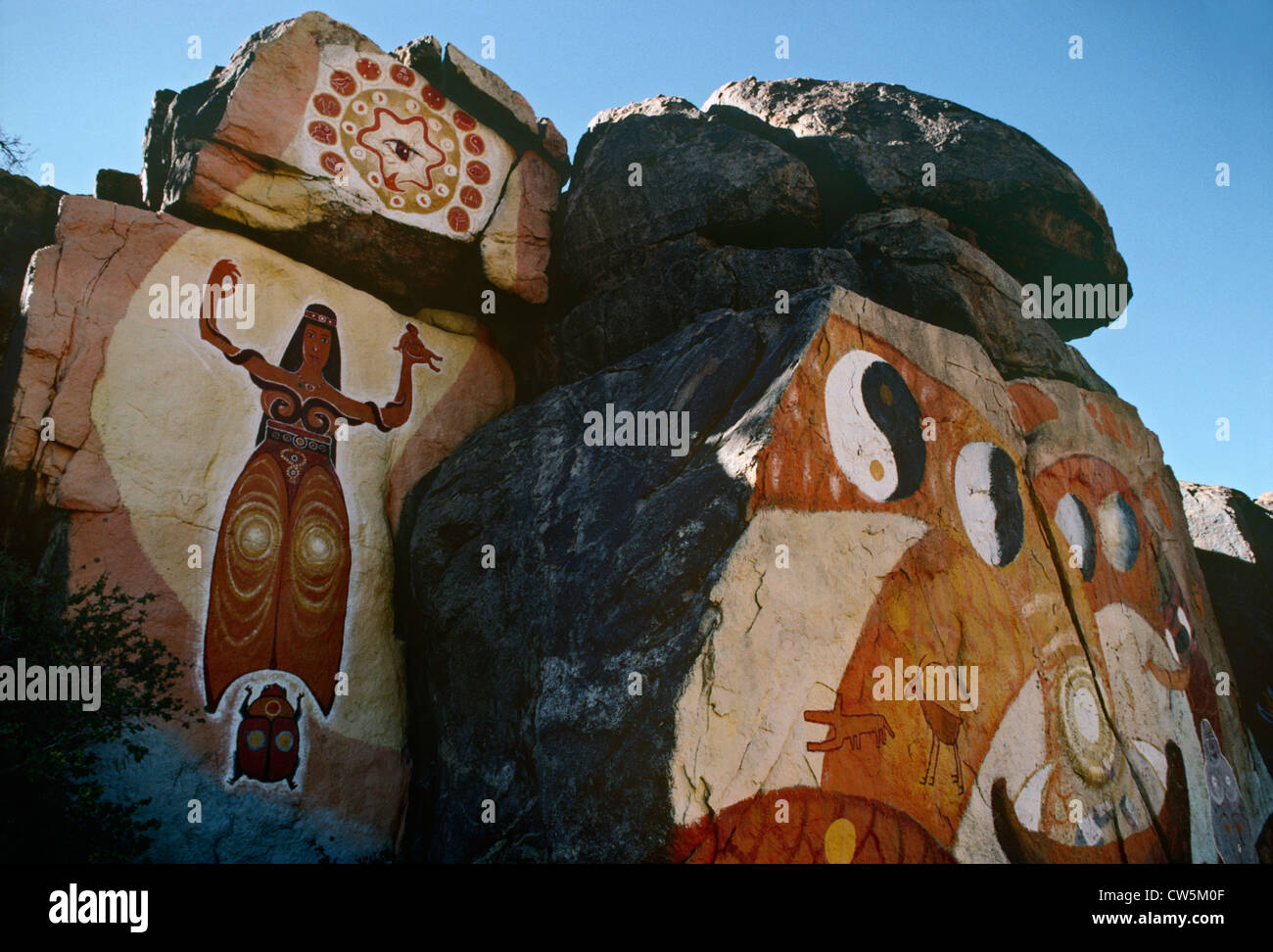 Rock murals painted by Roy Purcell, Chloride, Arizona Stock Photo - Alamy