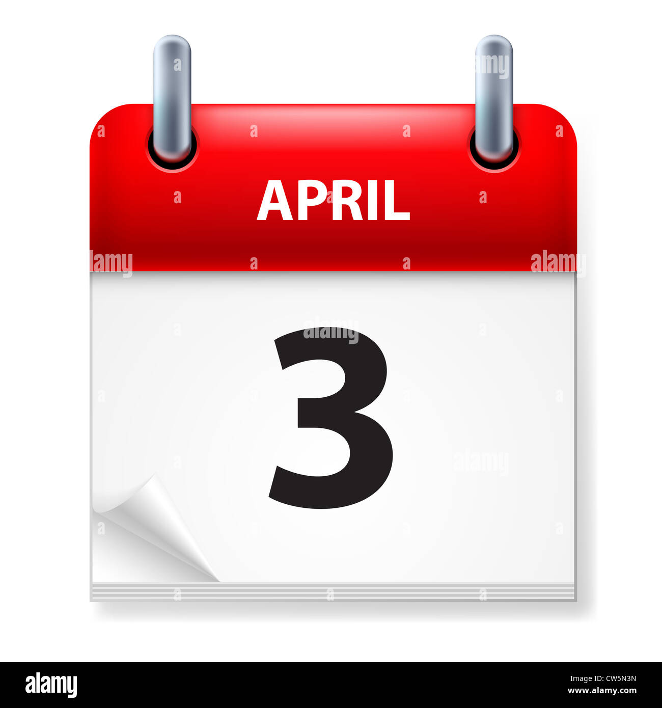 Third in April Calendar icon on white background Stock Photo - Alamy