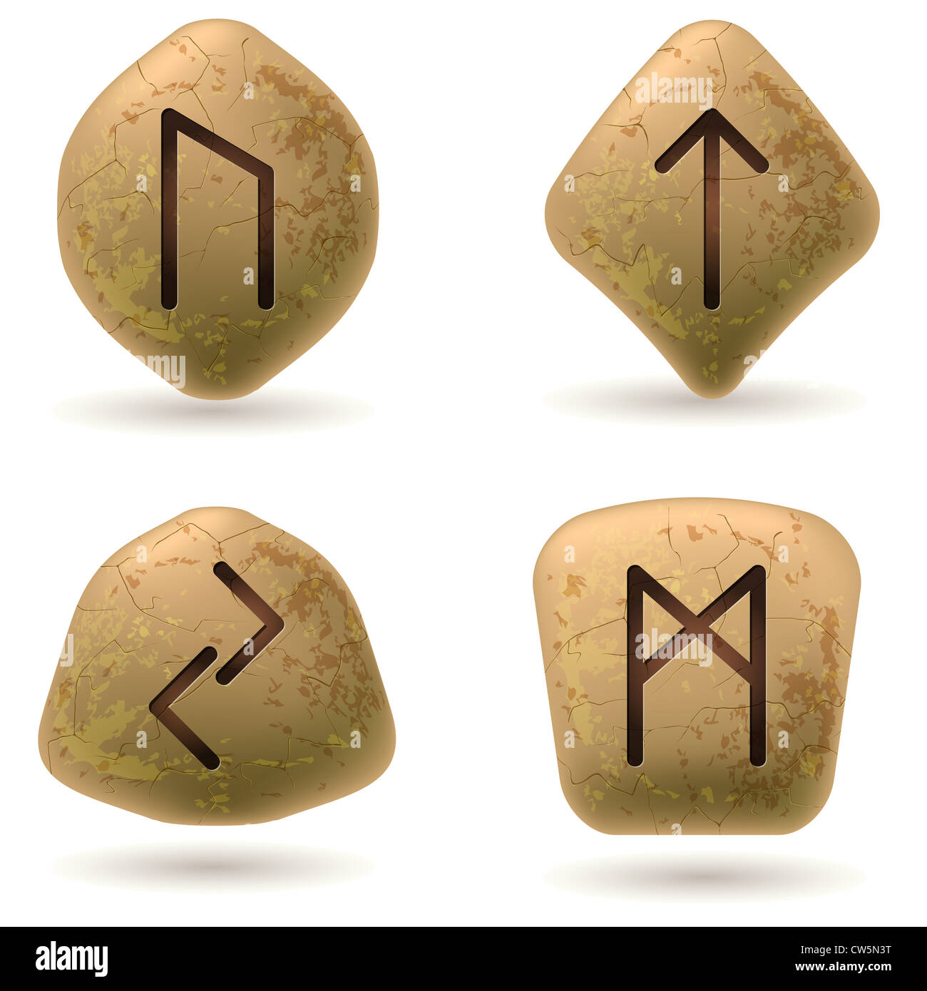 Runes Engraved on Stone. Set number four on white Stock Photo - Alamy