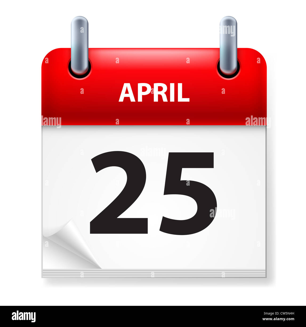 Twenty-fifth in April Calendar icon on white background Stock Photo - Alamy