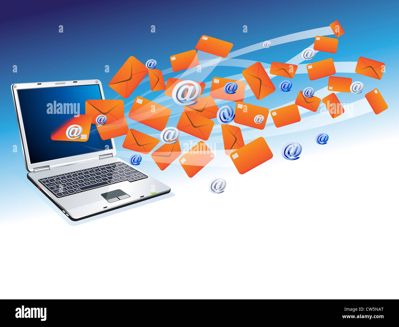 laptop computer with email correspondence background Stock Photo - Alamy