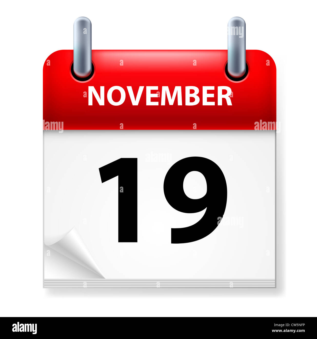Nineteenth in November Calendar icon on white background Stock Photo ...