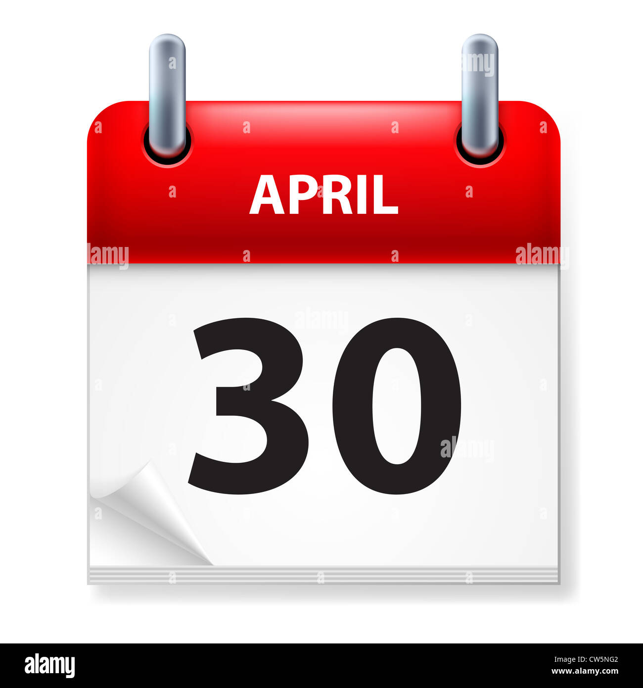 Thirtieth in April Calendar icon on white background Stock Photo - Alamy