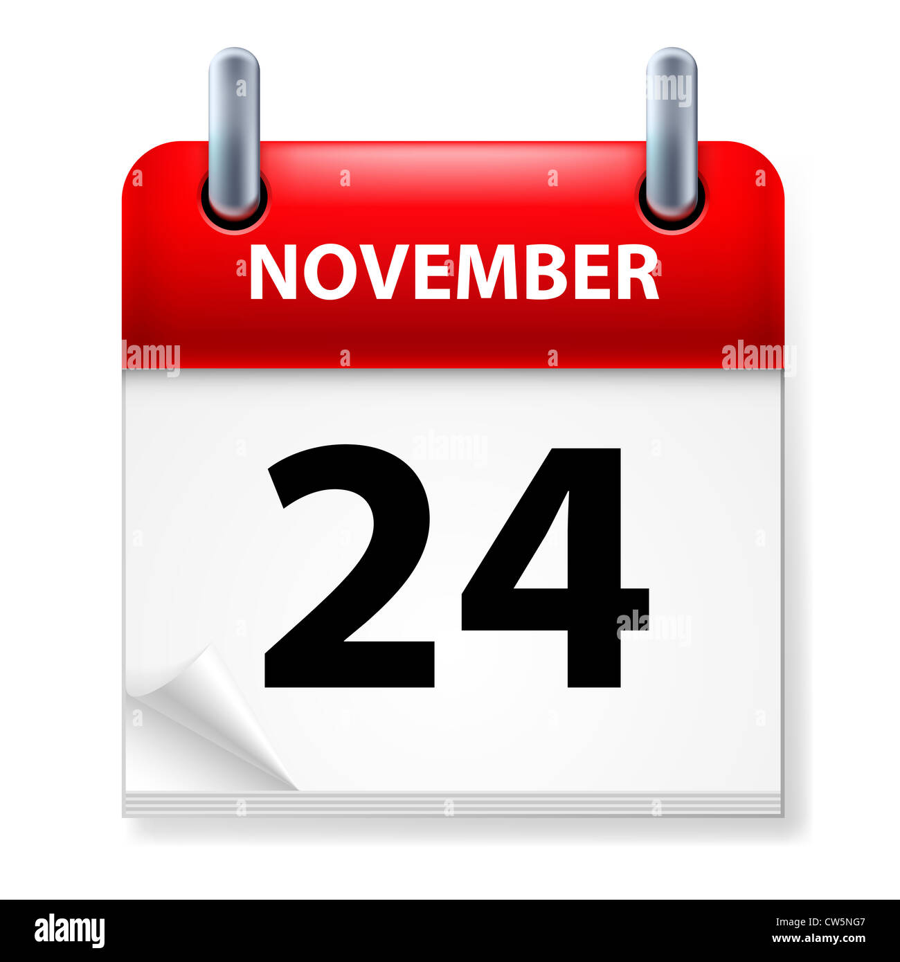 Twenty-fourth November in Calendar icon on white background Stock Photo ...