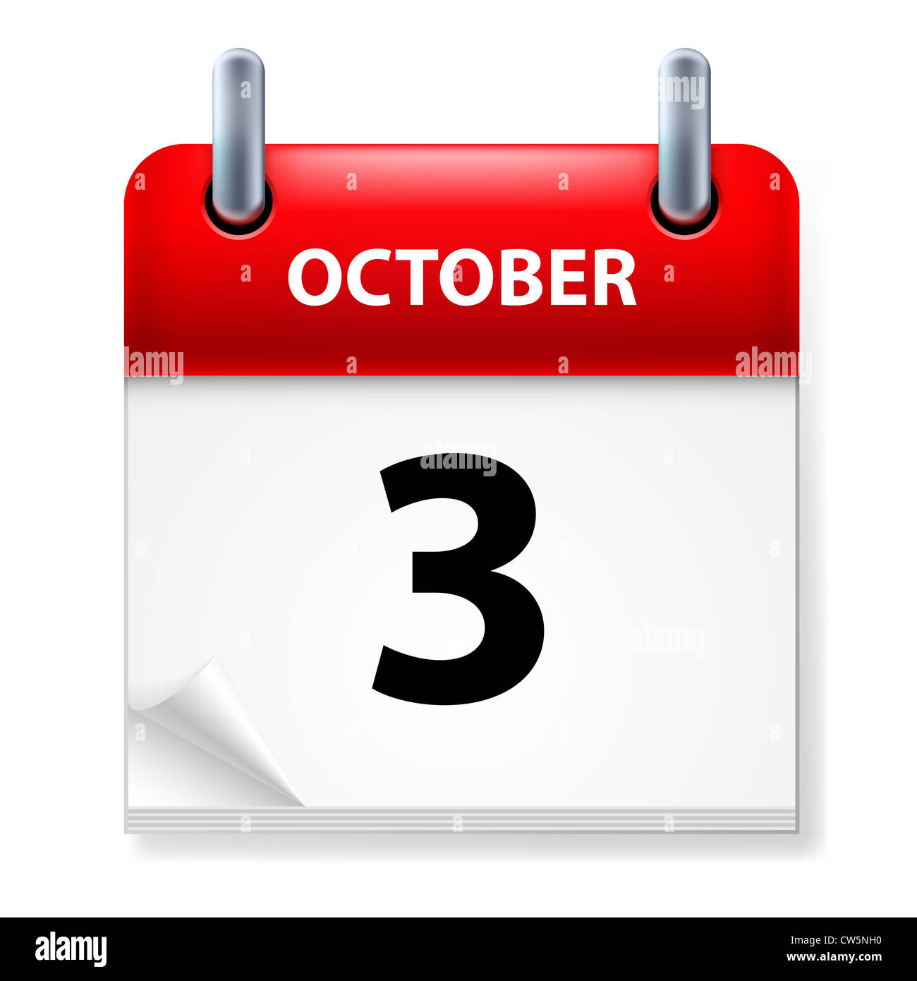 Third October in Calendar icon on white background Stock Photo - Alamy