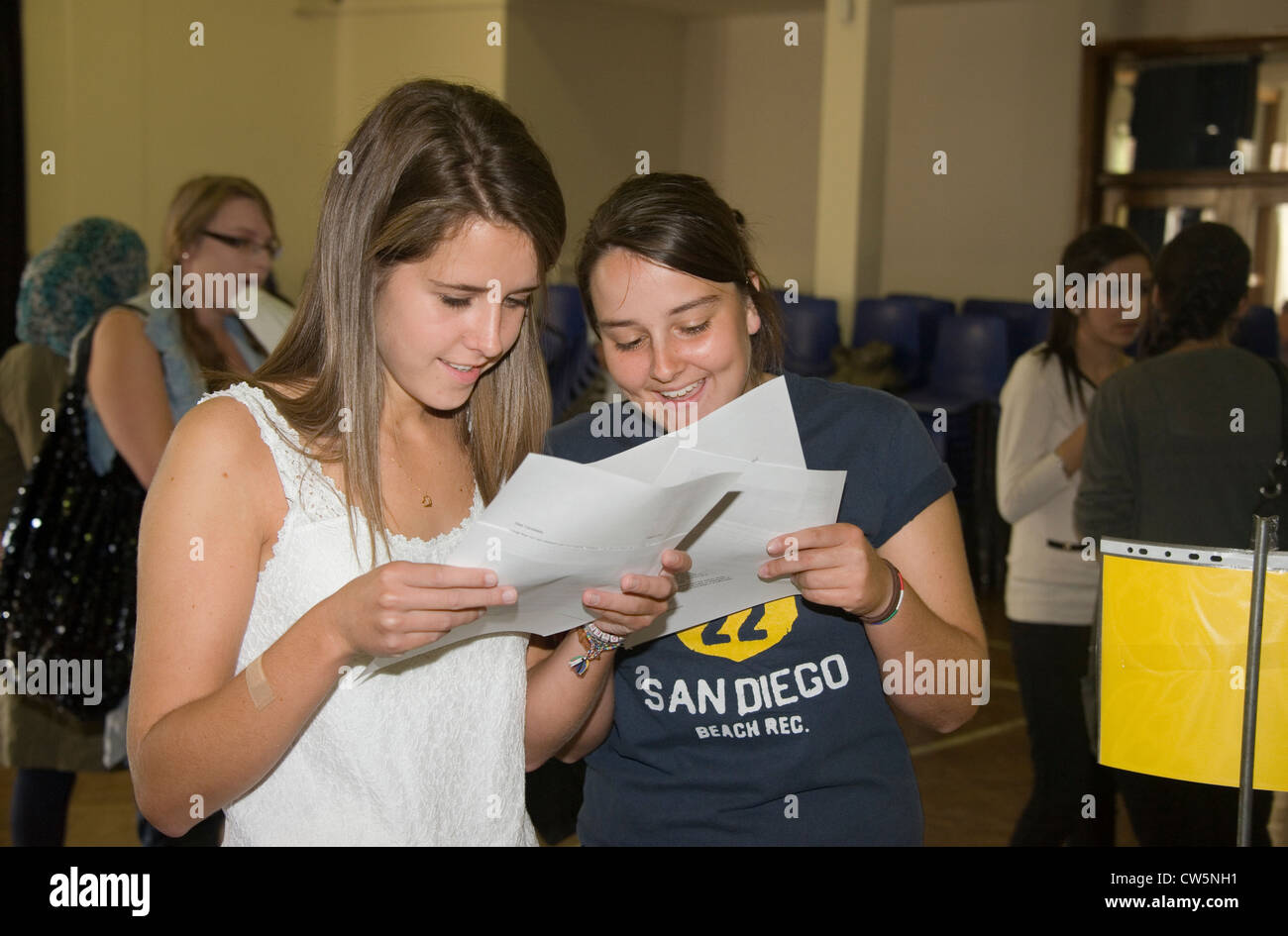 Students checking their GCSE exam results at a School in London ...