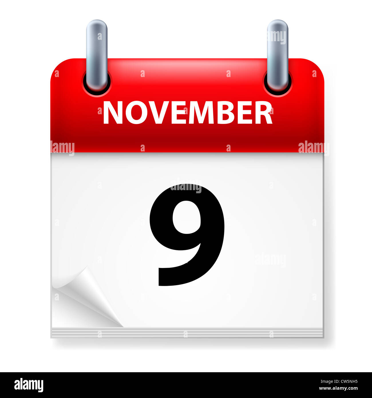 Ninth in November Calendar icon on white background Stock Photo - Alamy
