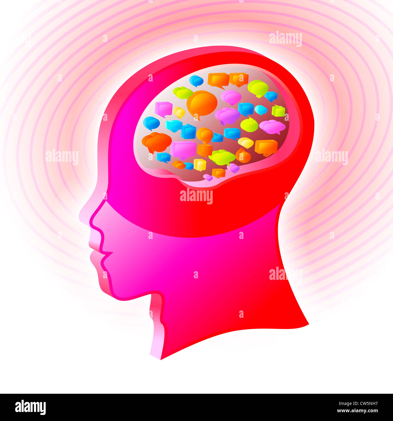 3d render of human head with talk icon Stock Photo - Alamy