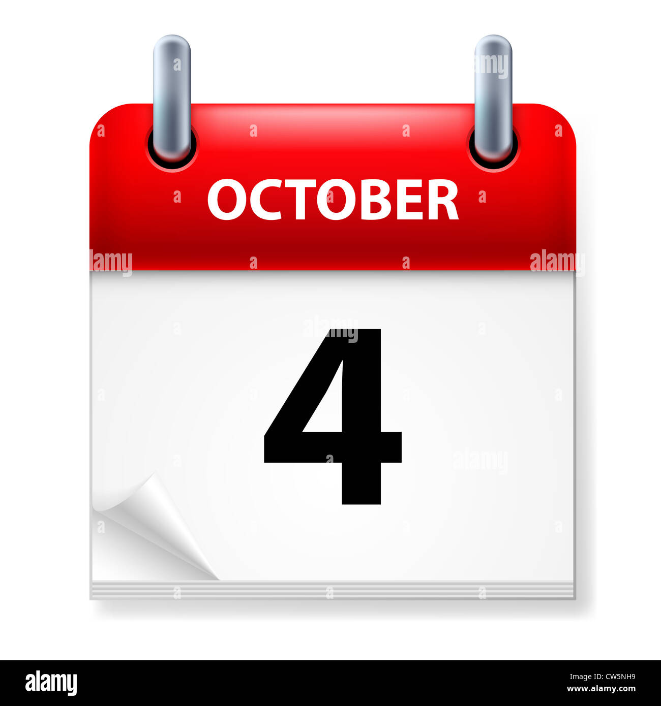 Fourth October in Calendar icon on white background Stock Photo - Alamy