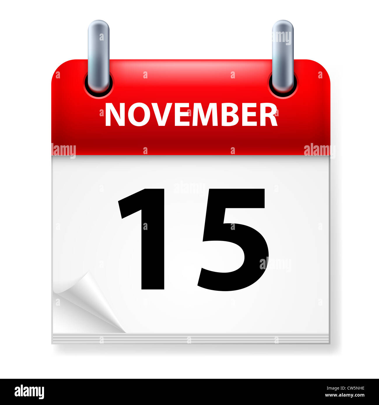 Fifteenth in November Calendar icon on white background Stock Photo - Alamy