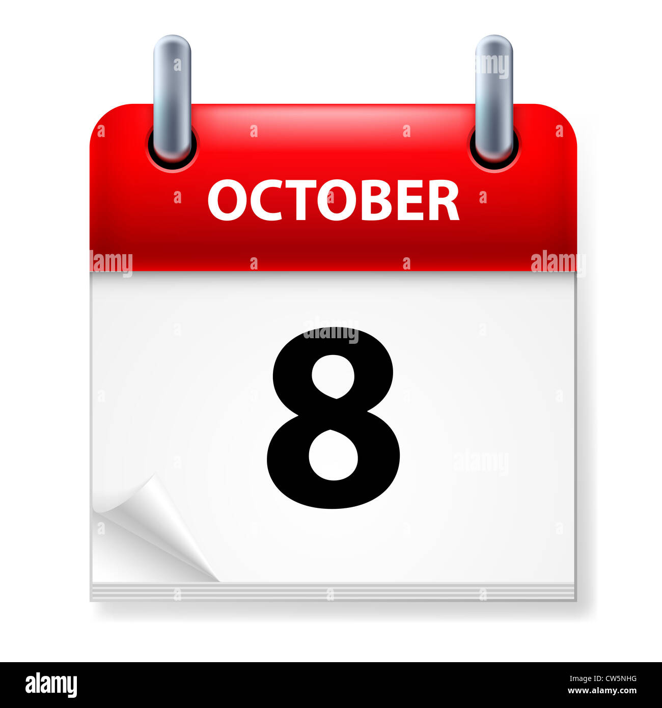 Eighth October in Calendar icon on white background Stock Photo - Alamy