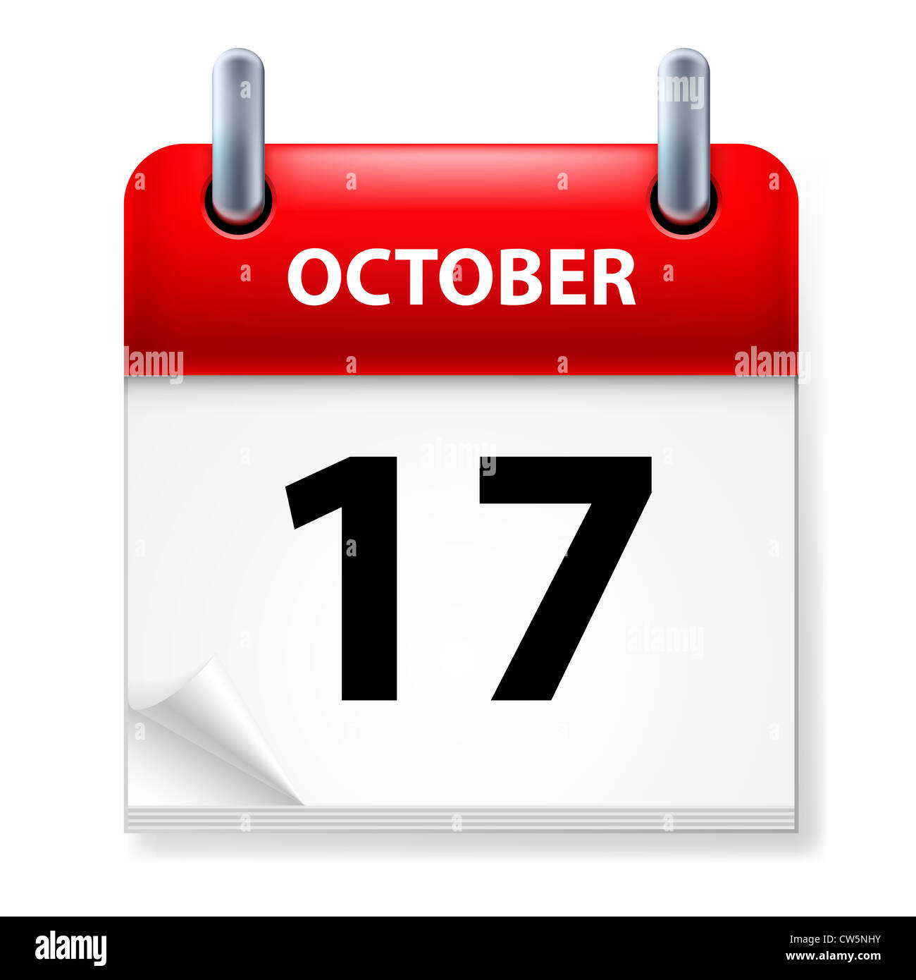Seventeenth October in Calendar icon on white background Stock Photo ...