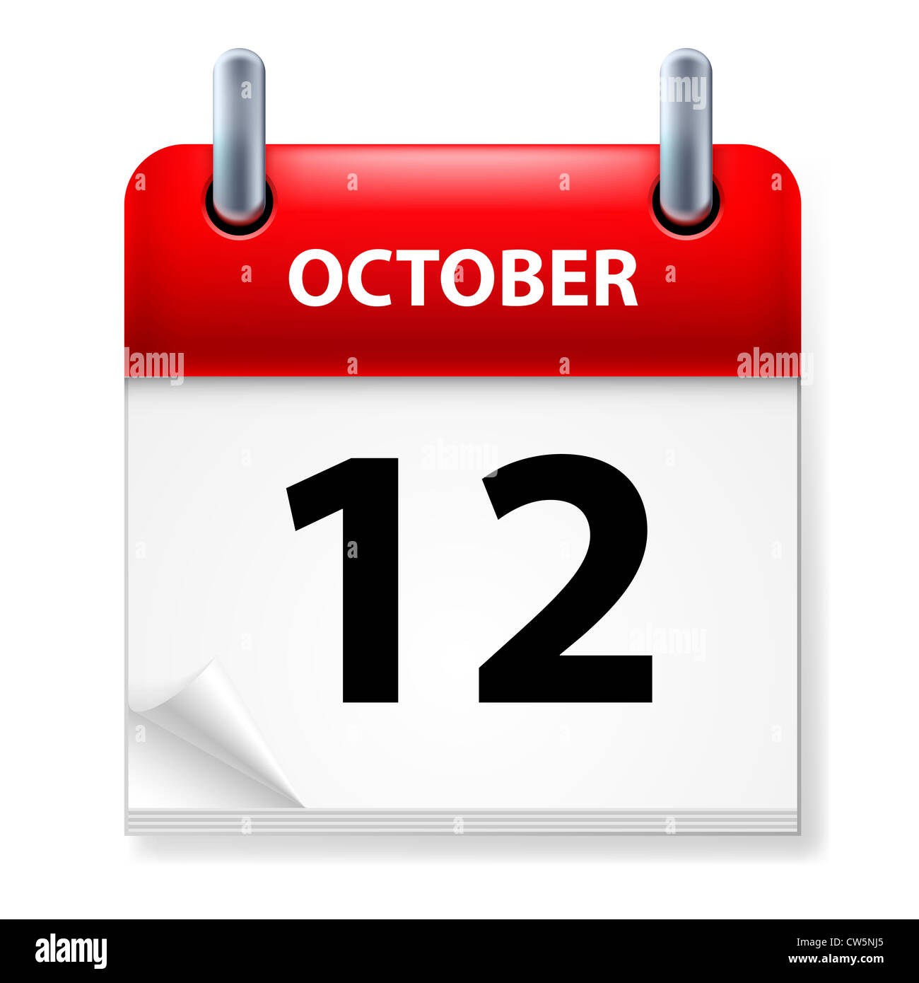 Twelfth October in Calendar icon on white background Stock Photo - Alamy