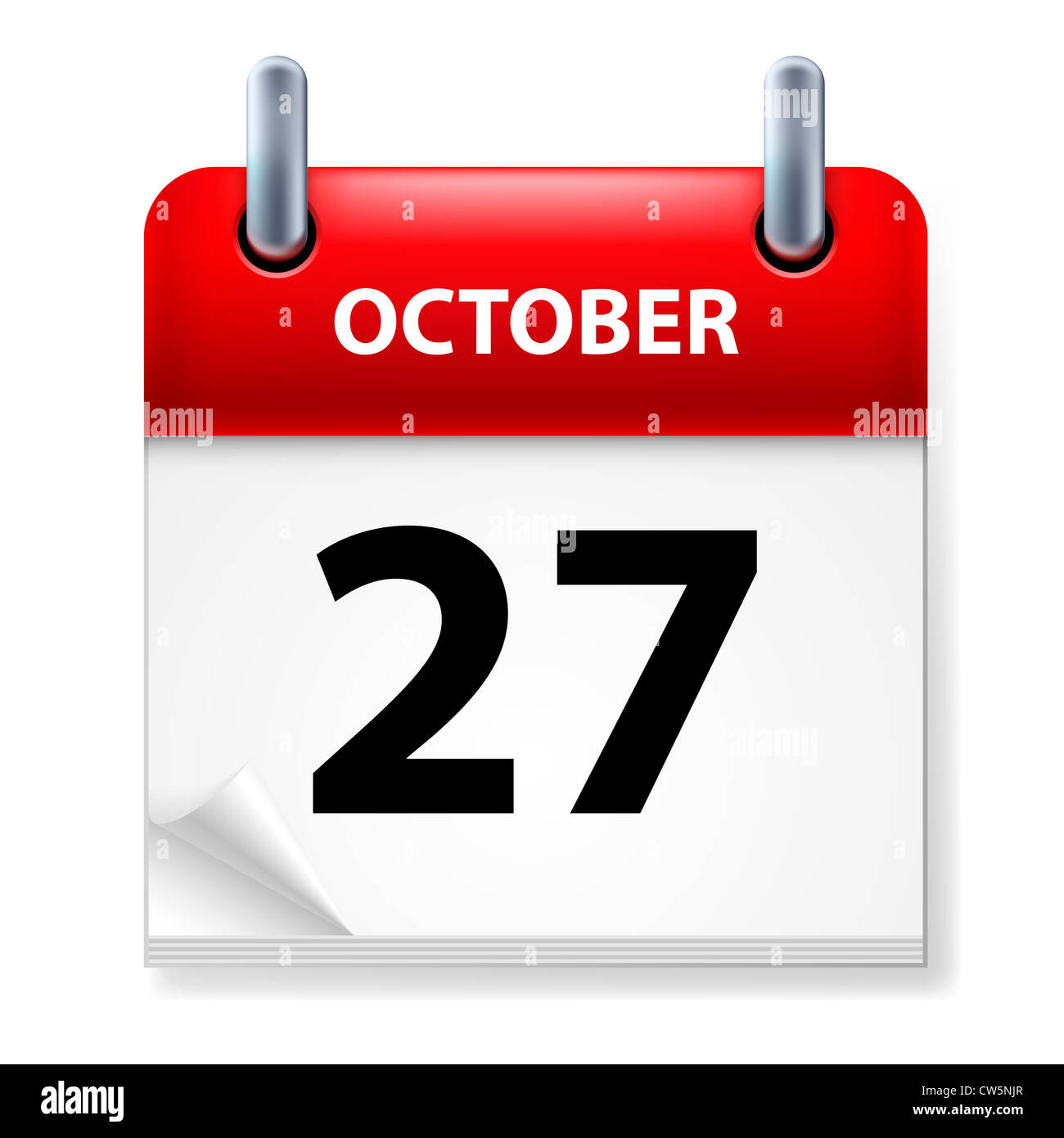 Twenty-seventh October in Calendar icon on white background Stock Photo ...