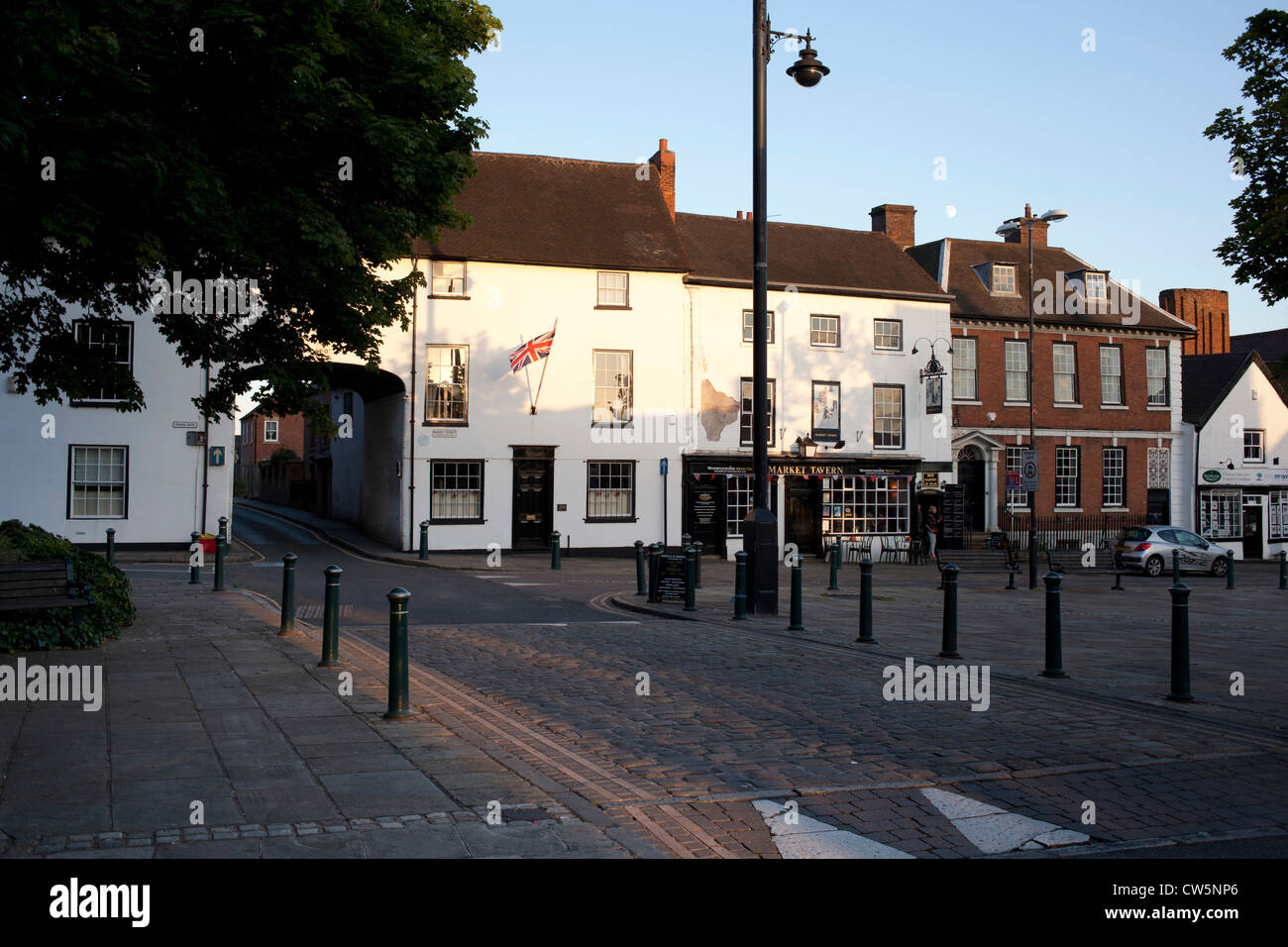 Atherstone Market Square viewed from St Mary's Church looking towards ...
