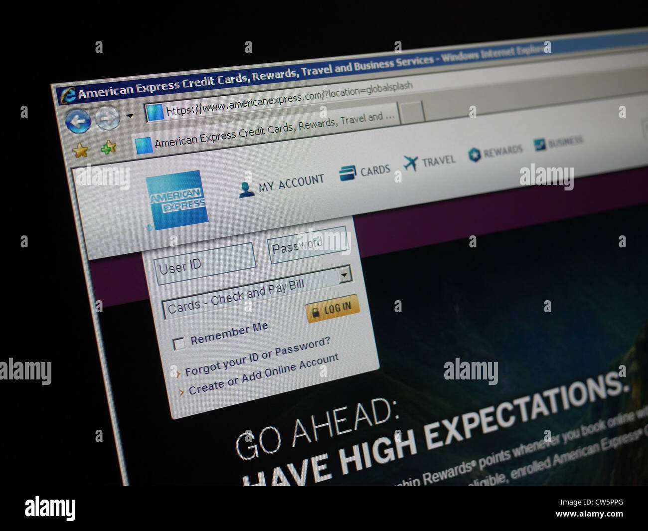 American express website hi-res stock photography and images - Alamy