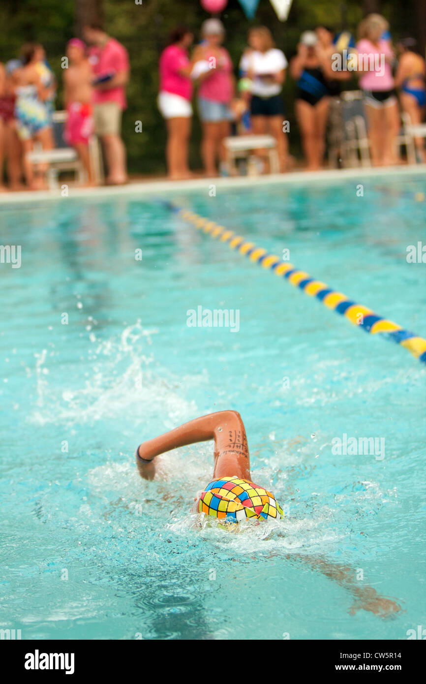 Youth Swimmer Competes In Neighborhood Swim Meet Stock Photo - Alamy