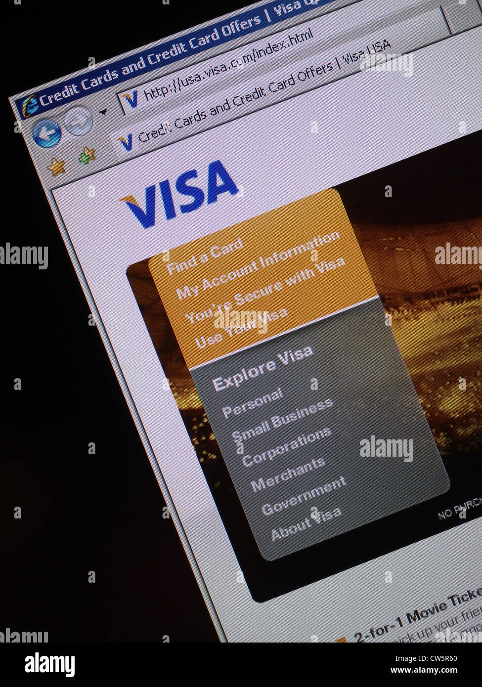 visa credit card website Stock Photo - Alamy