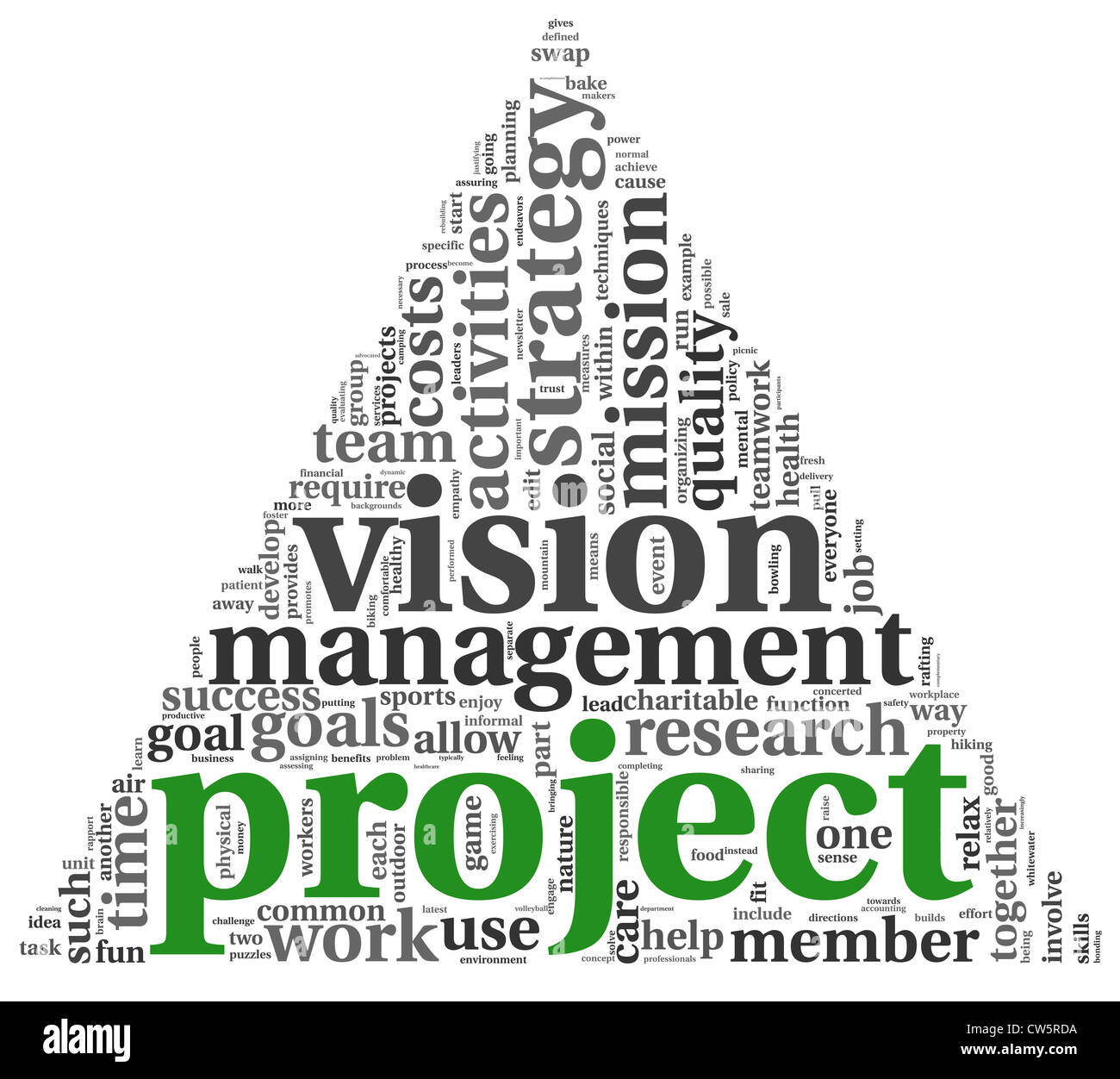 Project and vision concept in word tag cloud on white background Stock ...