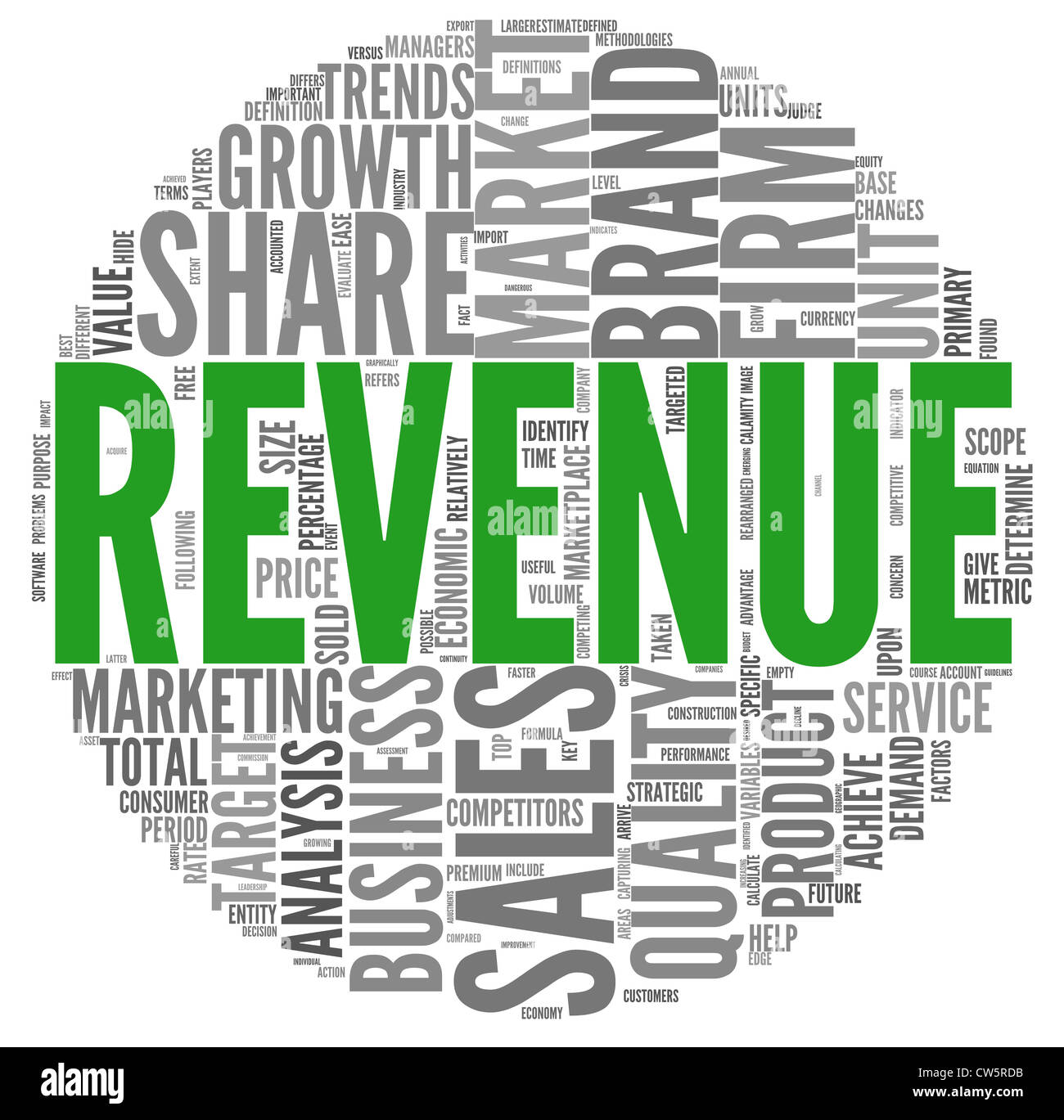 Revenue and sales concept in word tag cloud on white background Stock ...