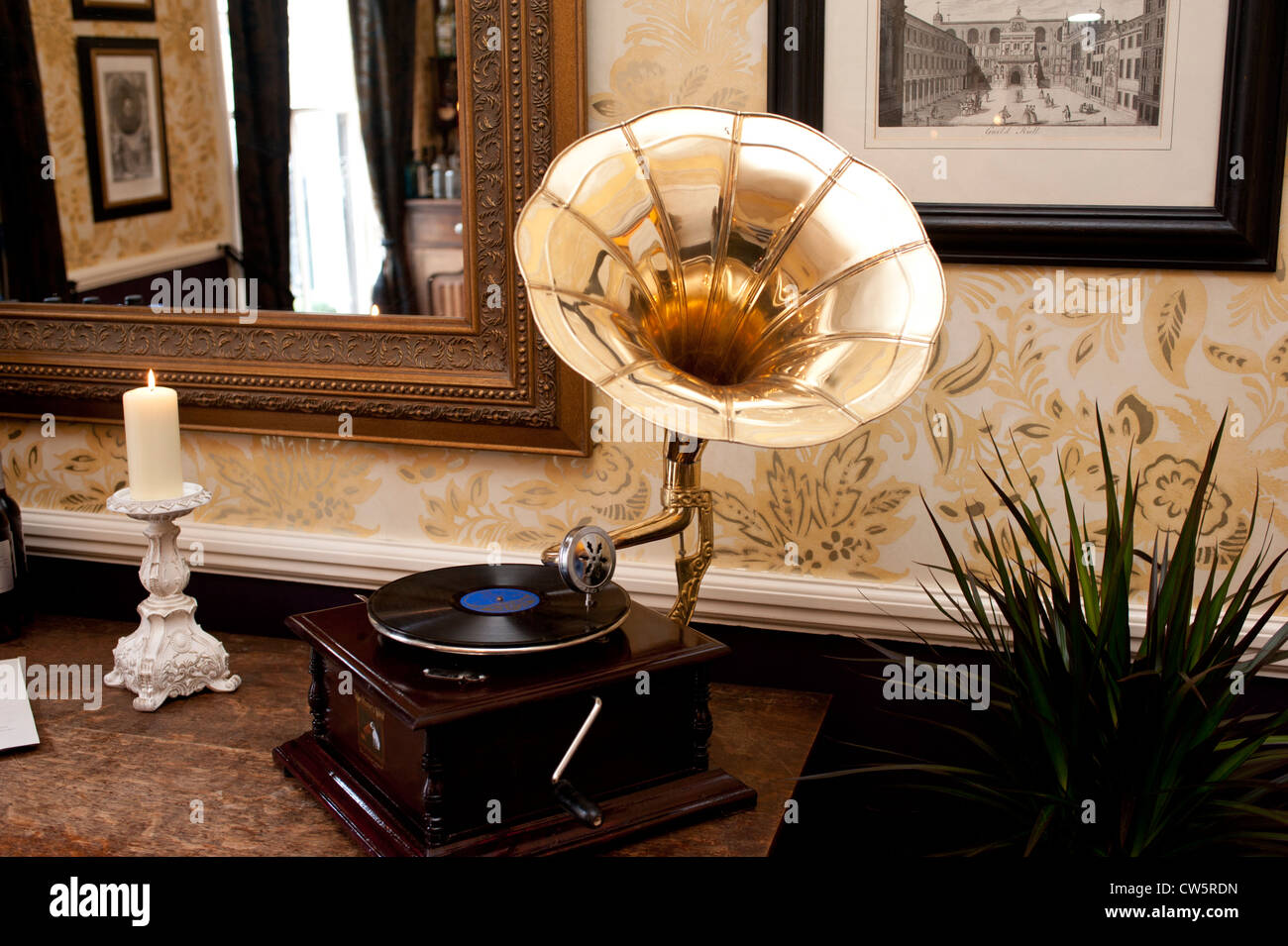 A disc Phonograph or Gramophone from circa 1910, used for playing 12 ...