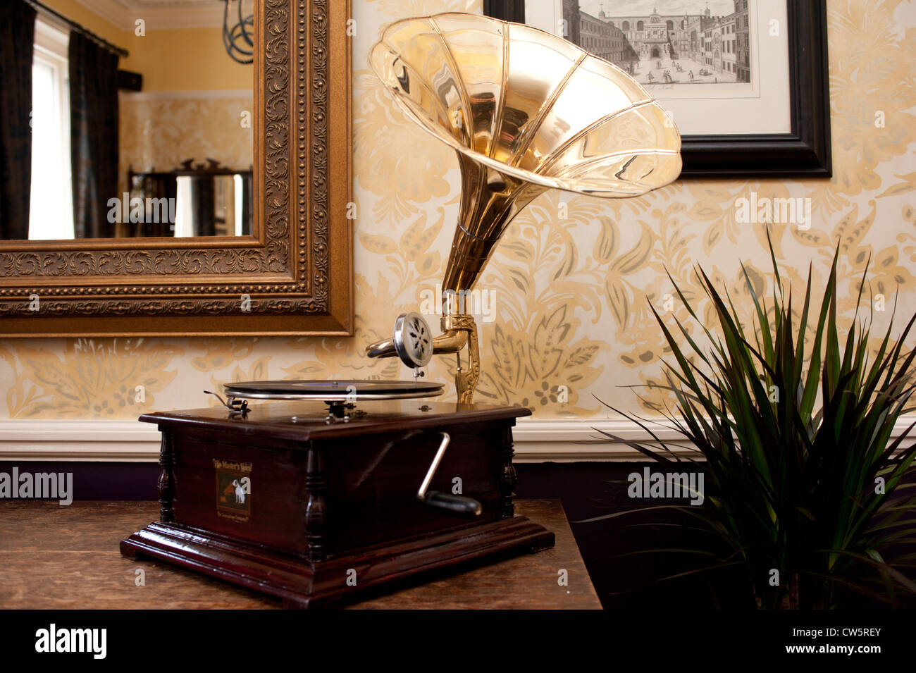 A disc Phonograph or Gramophone from circa 1910, used for playing ...