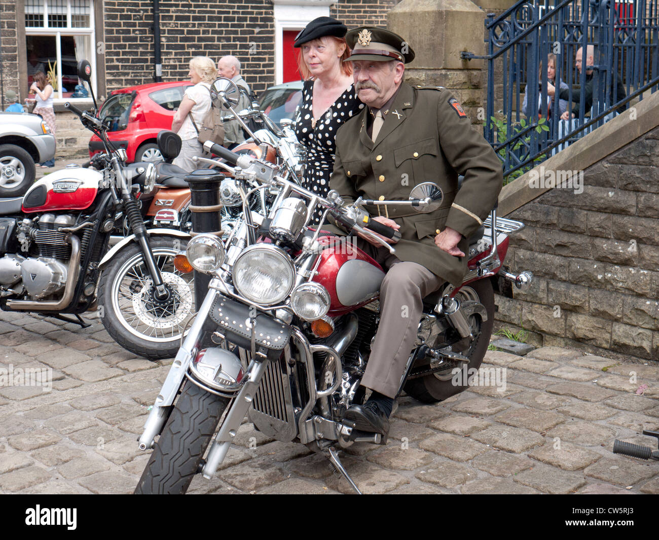 US Army Officer on a modern motorbike, re-enactment weekend at ...