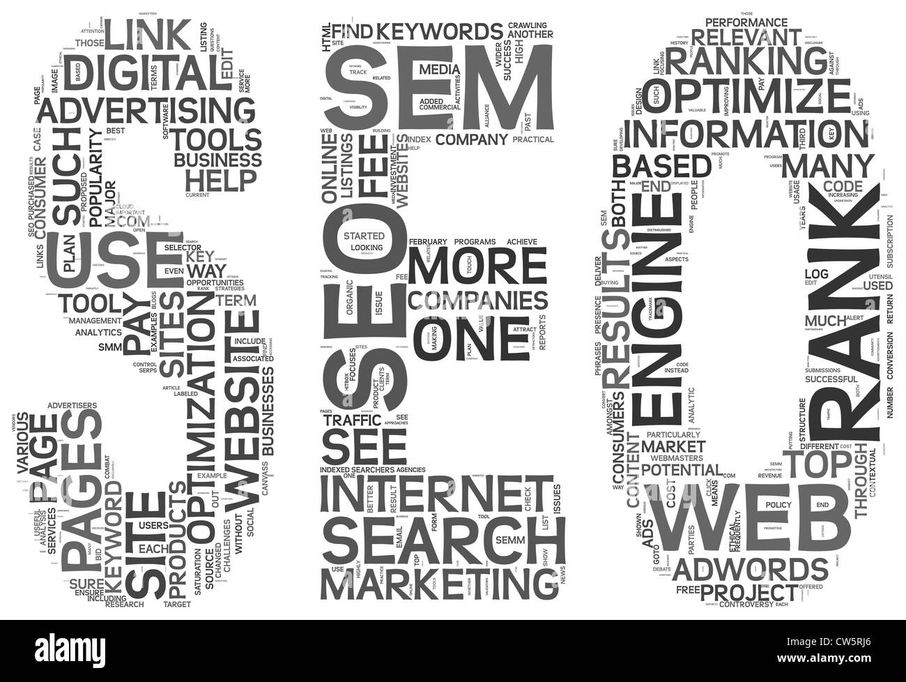 Search engine optimization concept in SEO shape as word tag cloud on ...