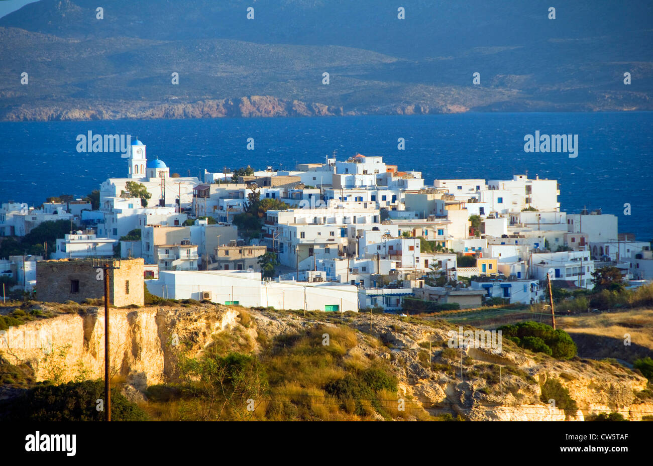 panoramic view of Adamas Plaka typical Greek island Cyclades ...