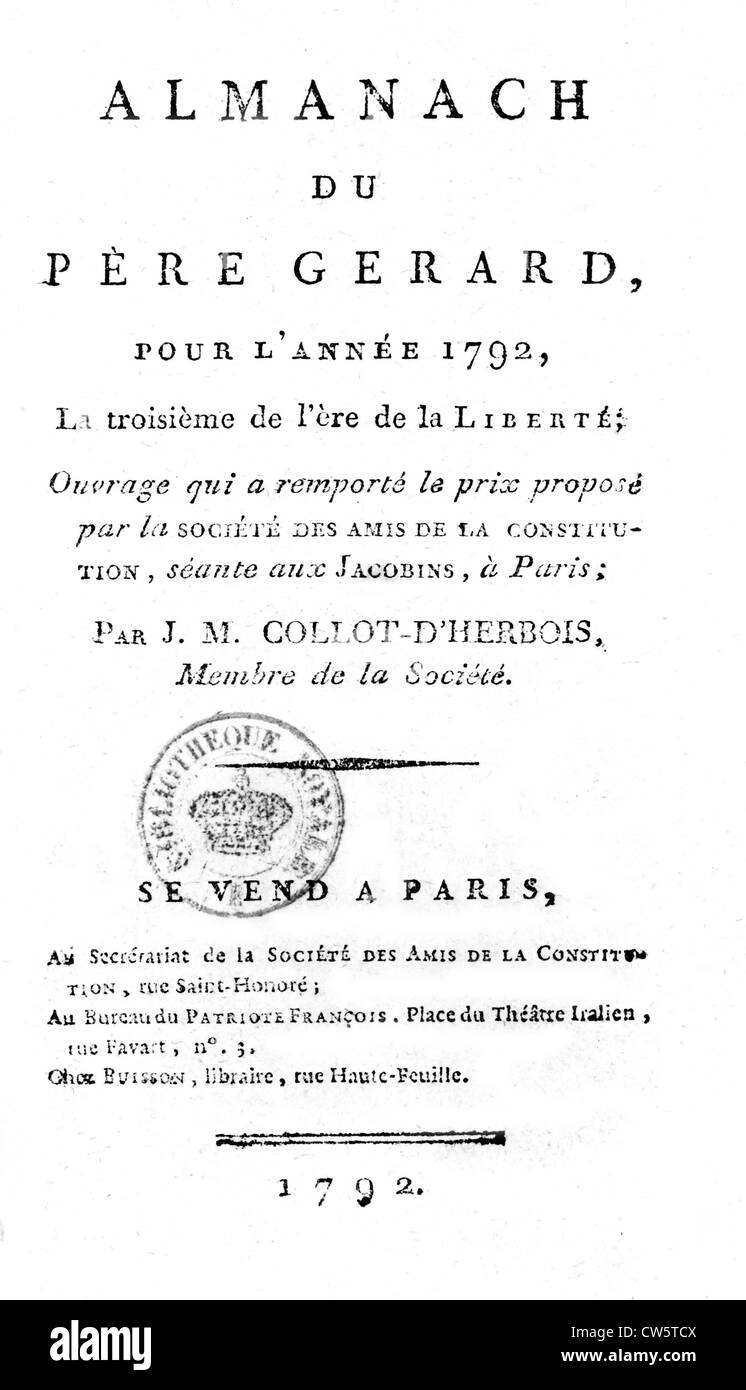 Title page of the Almanac of Father Gerard Stock Photo - Alamy