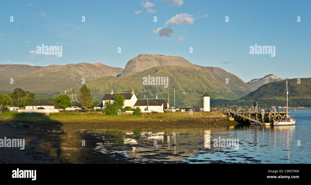 Entrance to Caledonian Canal with old lighthouse from Loch Linnhe at ...