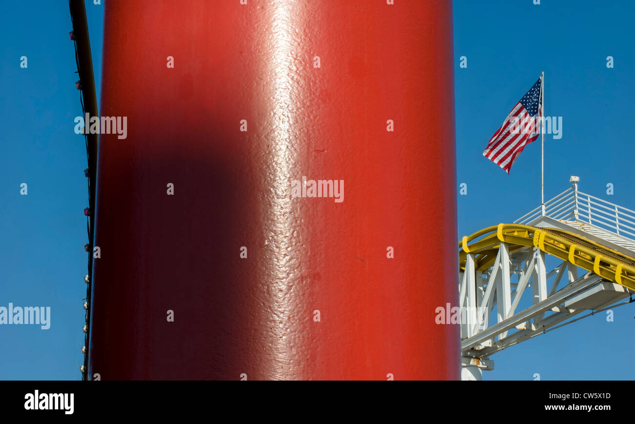 North America flag, Santa Monica Pier, Santa Monica, California Stock ...
